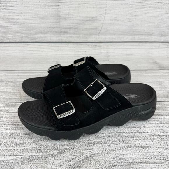 Skechers | Shoes | Skechers Womens Go Walk Massage Fit Black Leather ...